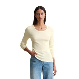 Marc O'Polo Damen Langarmshirt "aus Organic-Cotton-Stretch"wei&szlig; blush, Basic, Gr. XL, MARC O'POLO DENIM, unifarben, Obermaterial: 100% Baumwolle, Shirts