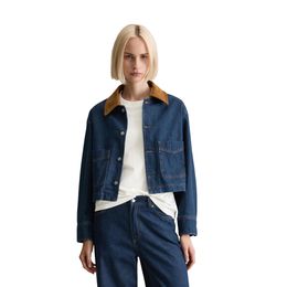 Marc O'Polo Jeansjacke MARC O'POLO DENIM "aus authentischem Rigid Denim", Damen, Gr. L, dunkelblau, Obermaterial: 100% Baumwolle, unifarben, loose fit, Manschette, Jacken Jeansjacke