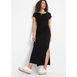 bonprix Jerseykleid aus flie&szlig;endem Viskose-Elasthan-Mix, schwarz, Viskose