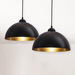 B.K.LICHT Pendelleuchte "Auriga", 2, &Oslash; 30cm, 2 Stk., gold, Esszimmer, Leuchten, LED Design H&auml;ngelampe schwarz-gold H&auml;nge-Leuchte K&uuml;che Deckenlampe E27