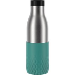Emsa Trinkflasche "Bludrop Sleeve", 500ml, blau, Trinkflaschen, Edelstahl/Silikon, Quick-Press, 12h warm/24h k&uuml;hl