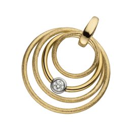 Jobo Damen Kettenanh&auml;nger "Anh&auml;nger rund 24 mm", SI = kleine Einschl&uuml;sse, Diamanten Gelbgold 585gelbgold 585, Diamanten, Gelbgold 585,