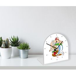 Tischuhr LUCKYLINDEblau, Tischuhren, "Asterix und Obelix mit Idefix", Tischuhr aus Acrylglas, Uhr, bedruckt, ger&auml;uschlos, modern