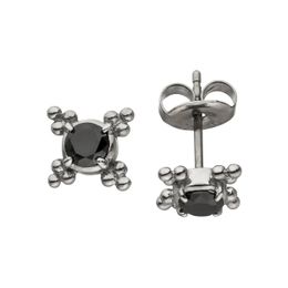 Jobo Damen Paar Ohrstecker "Ohrringe 7 mm", Edelstahlschwarz, schwarz, Edelstahl, Ohrringe, Edelstahl mit schwarzen Zirkonia