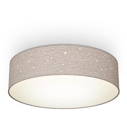B.K.LICHT LED Deckenleuchte, 2, &Oslash; 38cm H: 10cm, 1 Stk., grau, Wohnzimmer, Leuchten, Deckenlampe, Textil Lampenschirm, E27, Schlafzimmer, Wohnzimmer