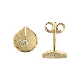 Jobo Damen Paar Ohrstecker "Ohrringe Goldohrringe eismatt 8 mm", SI = kleine Einschl&uuml;sse, Diamanten Gelbgold 585gelbgold 585, Diamanten, Gelbgold