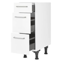 Unterschrank Nobilia, B:30cm H:87cm T:58,3cm, wei&szlig;, K&uuml;che, Schr&auml;nke, ""Laser", vormontiert, mit h&ouml;henverstellbaren Sockelf&uuml;&szlig;en, in den", Breiten 30,