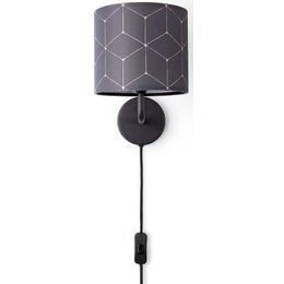 Paco Home Wandleuchte "Luca Cube", H: 26,5cm, schwarz, Wohnzimmer, Leuchten, Wohnzimmer B&uuml;ro Modern Stoffschirm Rund E14 Abstrakt