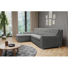 Ecksofa DOMO collection, B:267cm H:83cm T:178cm, grau, 100% Polyester, Wohnzimmer, Sofas, "Treviso viele Bez&uuml;ge, auch in Cord, L-Form, B/T/H: