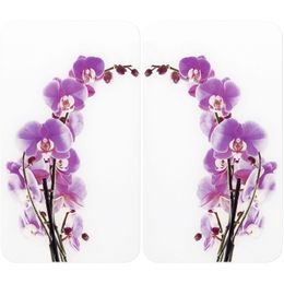Wenko Herd-Abdeckplatte "Universal Modell Orchideenbl&uuml;te", B/H/L: 30cm x 52cm, 2 Stk., wei&szlig;, Herdabdeckplatten, Herdabdeckung f&uuml;r alle Herdarten,