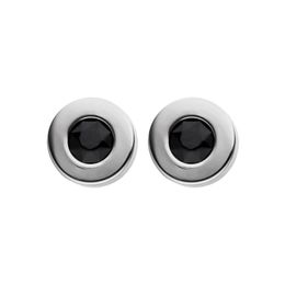 Jobo Damen Paar Ohrstecker "Ohrringe rund 5 mm", 5,8mm, Edelstahl, schwarz, Edelstahl, Ohrringe, Edelstahl mit 2 Kristallsteinen
