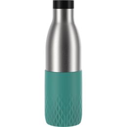 Emsa Trinkflasche "Bludrop Sleeve", 700ml, blau, Trinkflaschen, Edelstahl/Silikon, Quick-Press, 12h warm/24h k&uuml;hl