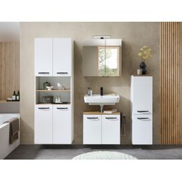 Midischrank SAPHIR, B:32,4cm H:115,4cm T:32,2cmwei&szlig; matt, Holzwerkstoff, Badezimmer, Schr&auml;nke, "Quickset 500, Badschrank 32,4 cm breit, 2 T&uuml;ren", 2
