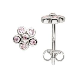 Jobo Damen Paar Ohrstecker "Ohrringe Silberohrringe Blume 6 mm", Silber 925 (Sterlingsilber)silber 925, rosa, Silber 925 (Sterlingsilber), Ohrringe,