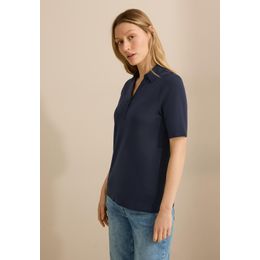 Cecil Damen Poloshirt, blau, Gr. XXL, unifarben, Web, 100% Baumwolle, Shirts, aus reiner Baumwolle