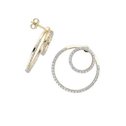 Jobo Damen Paar Ohrh&auml;nger "Ohrringe Goldohrringe 22 mm", 22,6mm, Gelbgold 375gelbgold 375, wei&szlig;, Gelbgold 375, Ohrringe, 375 Gold mit 118 Zirkonia