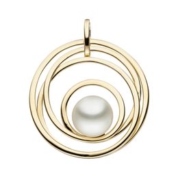 Jobo Damen Perlenanh&auml;nger "Anh&auml;nger rund 30 mm", Gelbgold 585 Perlengelbgold 585, Gelbgold 585, Perlen, Schmuckanh&auml;nger, 14 Karat 585 Gold mit Perle