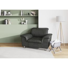 Sessel DOMO collection, B:120cm H:81cm T:97cm, grau, 100% Polyester, Wohnzimmer, Sessel, "Franzi, zeitlos & elegant, moderne Sitzheftung", wahlw. mit