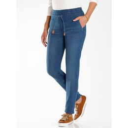 Classic Basics Damen Schlupfjeans, blau, Gr. 20, unifarben, 81% Baumwolle, 17% Polyester, 2% Elasthan, Jeans