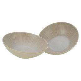 Creatable Salatsch&uuml;ssel "Vesuvio, Salatsch&uuml;ssel 24 cm 2er Set", &Oslash; 24cm, beige, Sch&uuml;sseln, Seidenmatte Spezialglasur, Ausdruckstarkes Relief