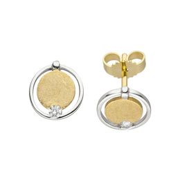 Jobo Damen Paar Ohrstecker "Ohrringe Goldohrringe rund 9 mm", SI = kleine Einschl&uuml;sse, Diamanten Gelbgold 585gelbgold 585, Diamanten, Gelbgold 585,