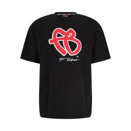 Fubu Damen T-Shirt "Fubu FBMQ320071 BLK Fubu FB Classic T-Shirt"schwarz, rot, wei&szlig;, Gr. XS, bedruckt, 100% Baumwolle, Shirts