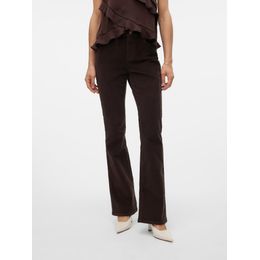 V&eacute;ro Moda VERO MODA Damen Cordhose "VMFLASH MR FLARED CORDUROY PANTS NOOS"chocolate torte, Gr. 32, unifarben, Cord, Obermaterial: 98% Baumwolle, 2% Elasthan,
