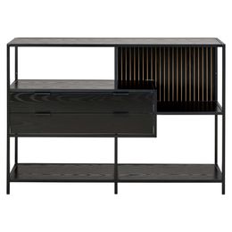 Regal ACTONA GROUP, B:114cm H:78cm T:35cmmatt schwarz, Stahl, Wohnzimmer, Regale, "Seaford, Standregal, Regal, Raumteiler", schwarzer Stahlrahmen, 2