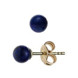 Jobo Damen Paar Ohrstecker "Ohrringe Kugel Kugelohrringe blau 4 mm", 4mm, Gelbgold 585blau, blau, Gelbgold 585, Ohrringe, 585 Gold mit Lapislazuli