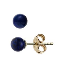 Jobo Damen Paar Ohrstecker "Ohrringe Kugel Kugelohrringe blau 5 mm", 5mm, Gelbgold 585blau, blau, Gelbgold 585, Ohrringe, 585 Gold mit Lapislazuli