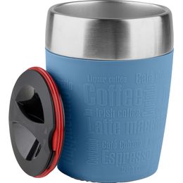 Emsa Thermobecher "Travel Cup", 11,2cm, 200ml, 1 Stk., blau, Trinkgef&auml;&szlig;e, 0,2 Liter, Edelstahl, Trink- und Eisbecher, gummierte Manschette