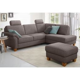 Ecksofa Home Affaire, B:249cm H:87cm T:189cm, braun, Struktur (100% Polyester);Luxus-Microfaser ALTARA NUBUCK (100% Polyester);MELROSE (100%