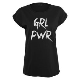 MisterTee Damen T-Shirt "MisterTee Damen Ladies GRL PWR Tee"schwarz, Gr. XS, bedruckt, 100% Baumwolle, Shirts