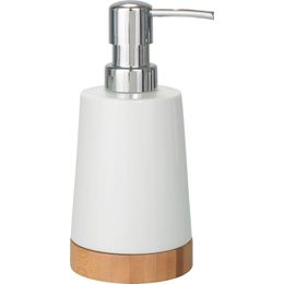 Seifenspender Wenko, wei&szlig;, Bambus, Keramik, Badezimmer, Dosierspender, "Bamboo", Keramik, 330 ml