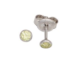 Paar Ohrstecker Jobo "Kleine Ohrringe gr&uuml;n 3,5 mm", hellgr&uuml;n, gr&uuml;n, Ohrringe, Damen, 3,5mm, Silber 925 (Sterlingsilber), 925 Silber mit Zirkonia