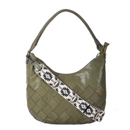 Harbour 2nd Damen Hobo "Esterina"leaf, Leder, Taschen, Damen Umh&auml;ngetasche, Schultertasche, Tragetasche in Flechtoptik
