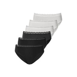 Vivance Damen Jazz-Pants Slips, Gr. 32, schwarz, Single Jersey, Obermaterial: 95% Baumwolle, 5% Elasthan, gepunktet, unifarben, Unterhosen, angenehm
