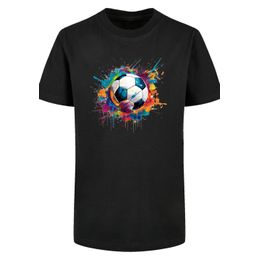 F4NT4STIC M&auml;dchen T-Shirt "Fu&szlig;ball Bunt Splash", schwarz, Gr. 110, Obermaterial: 100% Baumwolle, Shirts, Premium Qualit&auml;t