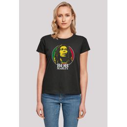 F4NT4STIC Damen T-Shirt "Bob Marley Logo Badge Reggae Music", schwarz, Gr. M, Obermaterial: 100% Baumwolle, Shirts, Premium Qualit&auml;t, Musik, By Rock
