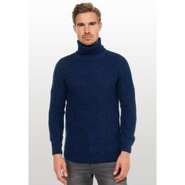 Rusty Neal Herren Rollkragenpullover, blau, Gr. XXL, unifarben, 70% Polyacryl, 30% Baumwolle, Pullover, in modischem Design