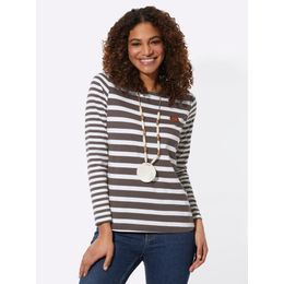 Casual Looks Damen T-Shirt "Shirt", grau, Gr. 48, gemustert, gestreift, mehrfarbig, 100% Baumwolle, Shirts