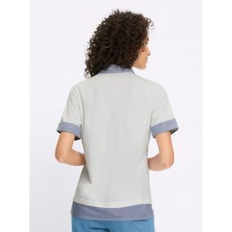 Heine Damen Poloshirt "Poloshirt", wei&szlig;, Gr. 42, gemustert, gestreift, mehrfarbig, 95% Baumwolle, 5% Elasthan, Besatz:50% Baumwolle, 50% Polyester,