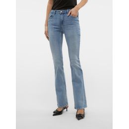 V&eacute;ro Moda VERO MODA Damen Bootcut-Jeans "VMFLASH MR FLARED JEANS LI371 GA NOOS", blau, Gr. XS, unifarben, Denim/Jeans, Obermaterial: 89% Baumwolle, 9%