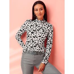 Heine Damen Rollkragenshirt "Druck-Shirt", blau, Gr. 34, bedruckt, gemustert, mehrfarbig, 95% Viskose, 5% Elasthan, Shirts