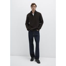 Troyer Mavi "HALF ZIP SWEATER", Herren, Gr. L, ganache, Feinstrick, 42% Acryl, 32% Polyamid, 24% Wolle, 2% Elastan, normal normal, ohne Ausschnitt, normaler Saum, Pullover Troyer, Premium Strickpullover