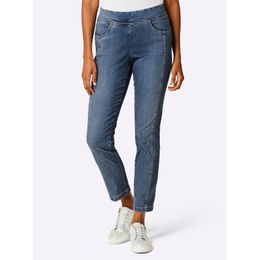 Ascari Damen Schlupfjeans, blau, Gr. 44, unifarben, 50% Baumwolle, 40% Lyocell, 7% Elastomultiester, 3% Elasthan, Jeans