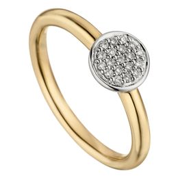Jobo Damen Diamantring "Ring Goldring", 58, P1 = bei 10-facher Vergr&ouml;&szlig;erung erkennbare Einschl&uuml;sse, Diamanten Gelbgold 585 Wei&szlig;gold 585, gold,