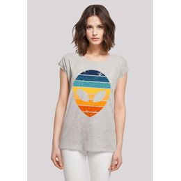 F4NT4STIC Damen T-Shirt "Alien Sonnenuntergang Retro", grau, Gr. XL, Obermaterial: 100% Baumwolle, Shirts, Premium Qualit&auml;t