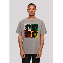 F4NT4STIC Damen T-Shirt "Bob Marley Colour Blocks Two Sleeves Reggae Music", grau, Gr. L, Obermaterial: 100% Baumwolle, Shirts, Premium Qualit&auml;t
