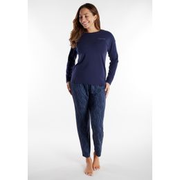 Tom Tailor Damen Schlafanzug "Sitia", Gr. 38, blau, Obermaterial: 95% Viskose, 5% Elasthan, gemustert, Homewear-Sets, Langarm, Rundhalsausschnitt,